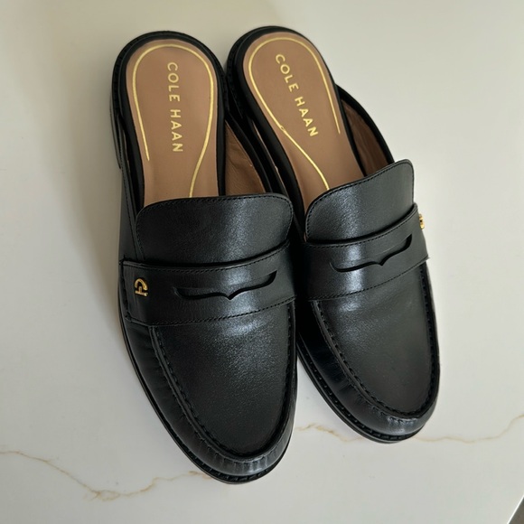 Cole Haan Leather Lux Pinch Penny Loafer Mule Flats